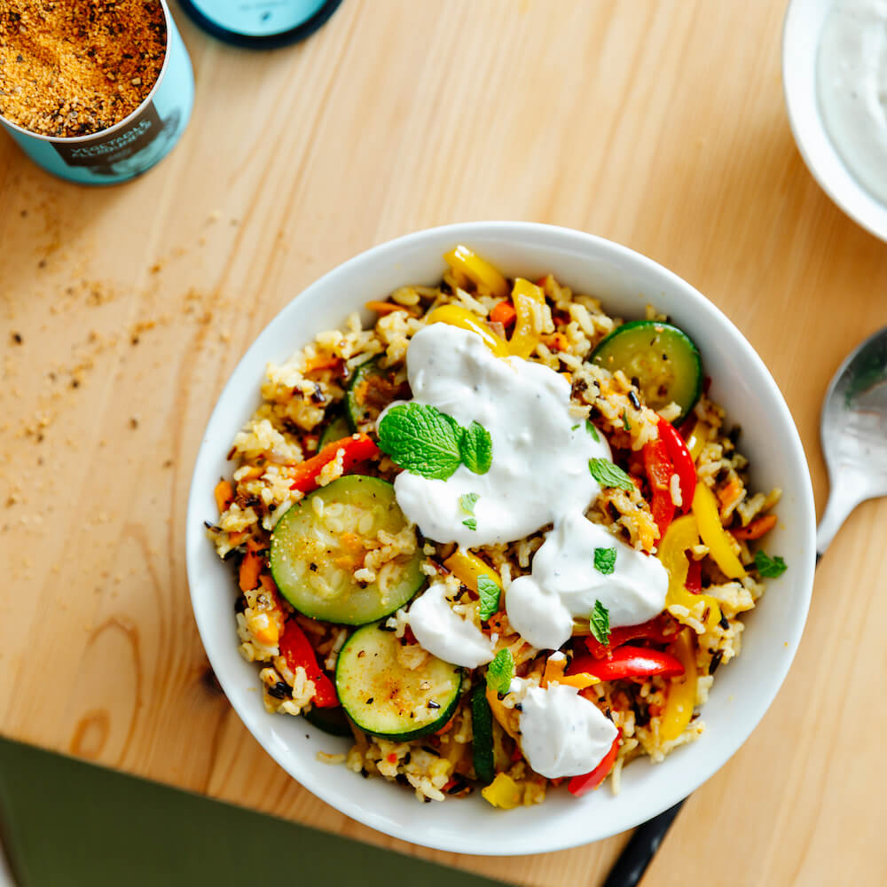 Vegetable Rice Bowl with Yoghurt Dip | Recipe